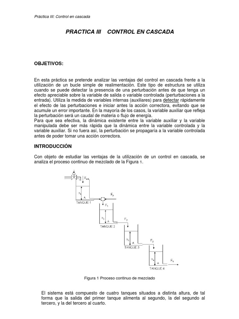PRACTICA III Control de Cascada | PDF | Ingeniería de control ...