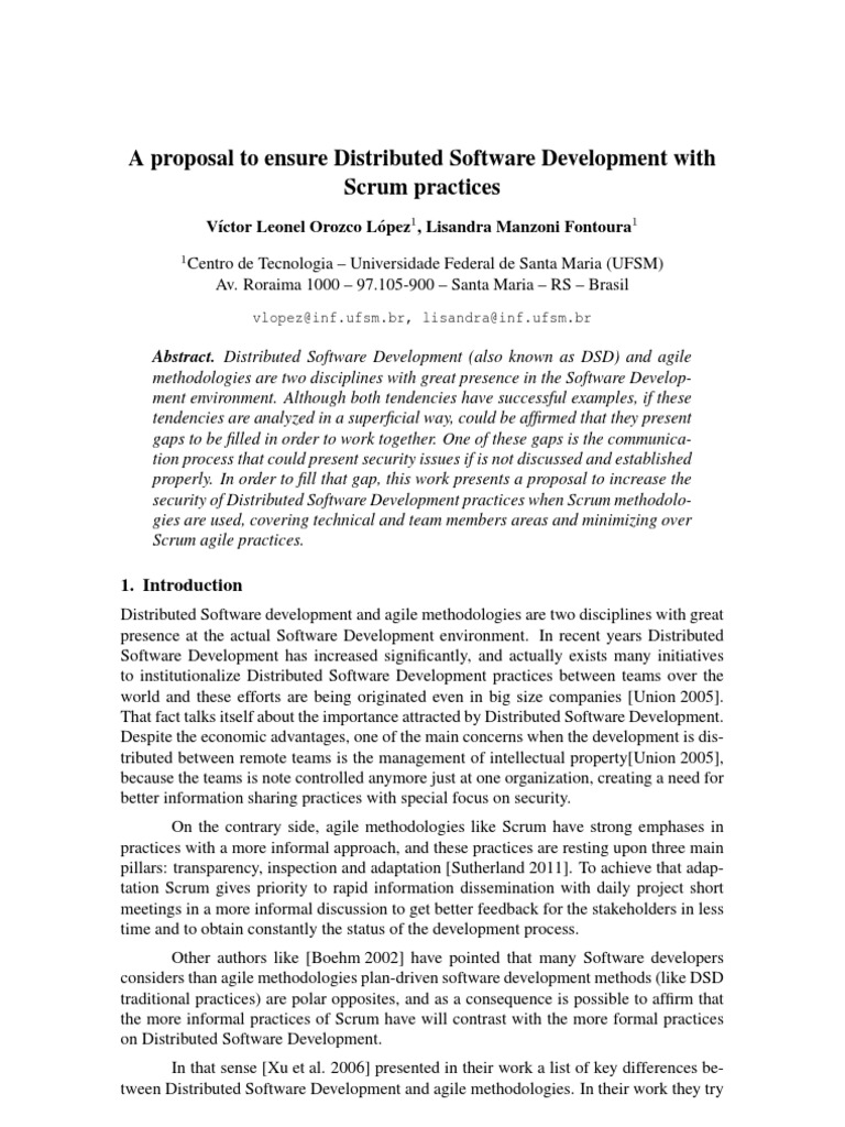 A Proposal To Ensure Distributed Software Development With Scrum Practices | PDF | Agile ...