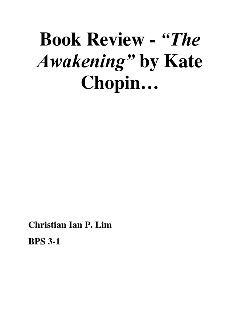 Awakening" by Kate: Book Review - "The Chopin | PDF | The Awakening ...
