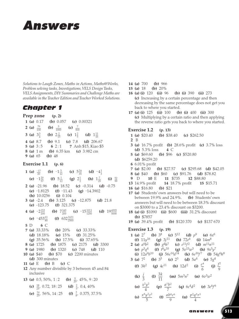 Heinemann Maths Year 9 VELS Answers | PDF | Trigonometric Functions ...