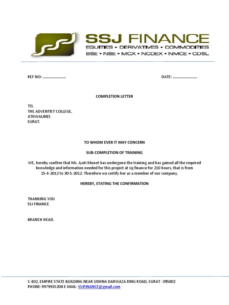 Completion Letter | PDF | Financial Markets | Mutual Funds