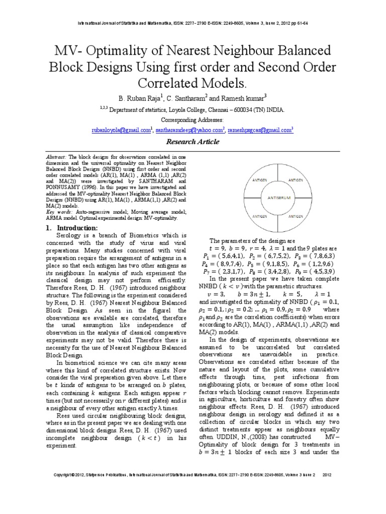MV - Optimality of Nearest Neighbour Balanced Block Designs Using First ...