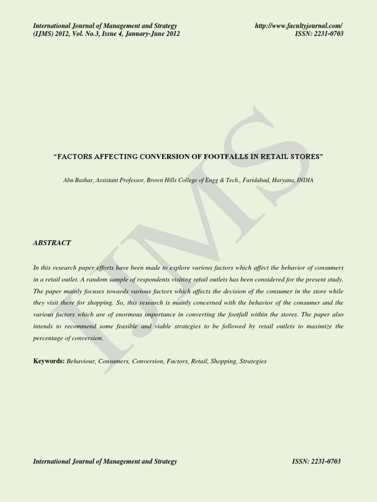 Research Paper On Conversion of Footfall | PDF | Retail | Strategic ...