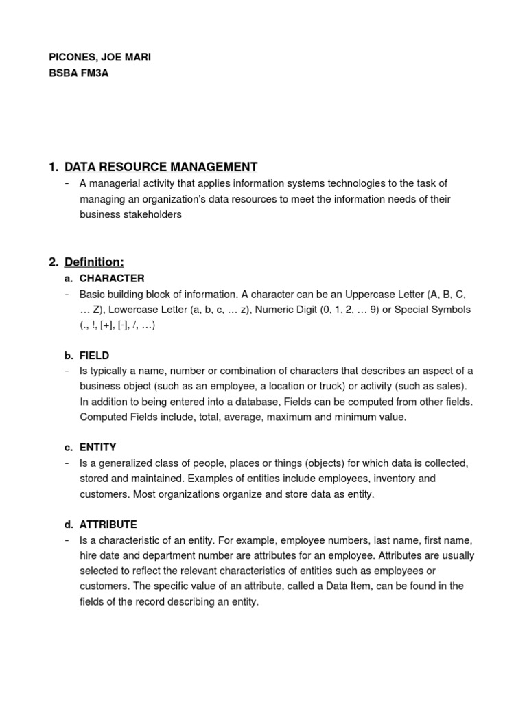 Data Resource Management | PDF | Data Warehouse | Databases