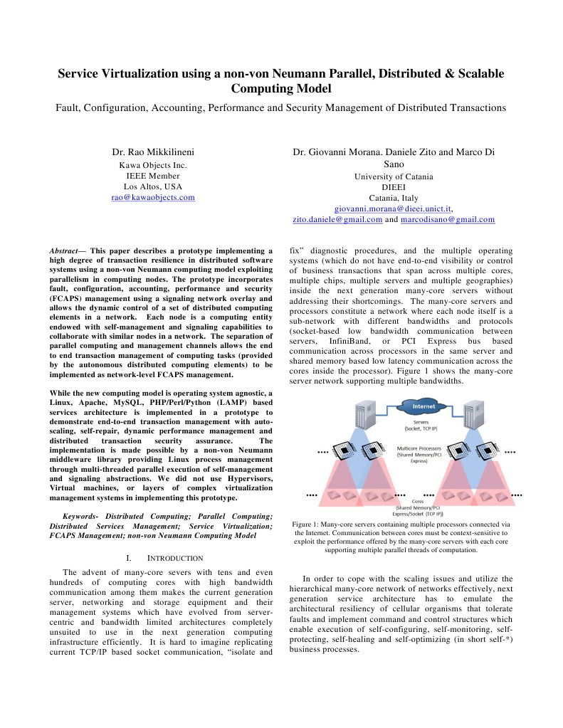 Service Virtualization Using A Non-Von Neumann Parallel, Distributed & Scalable Computing Model ...