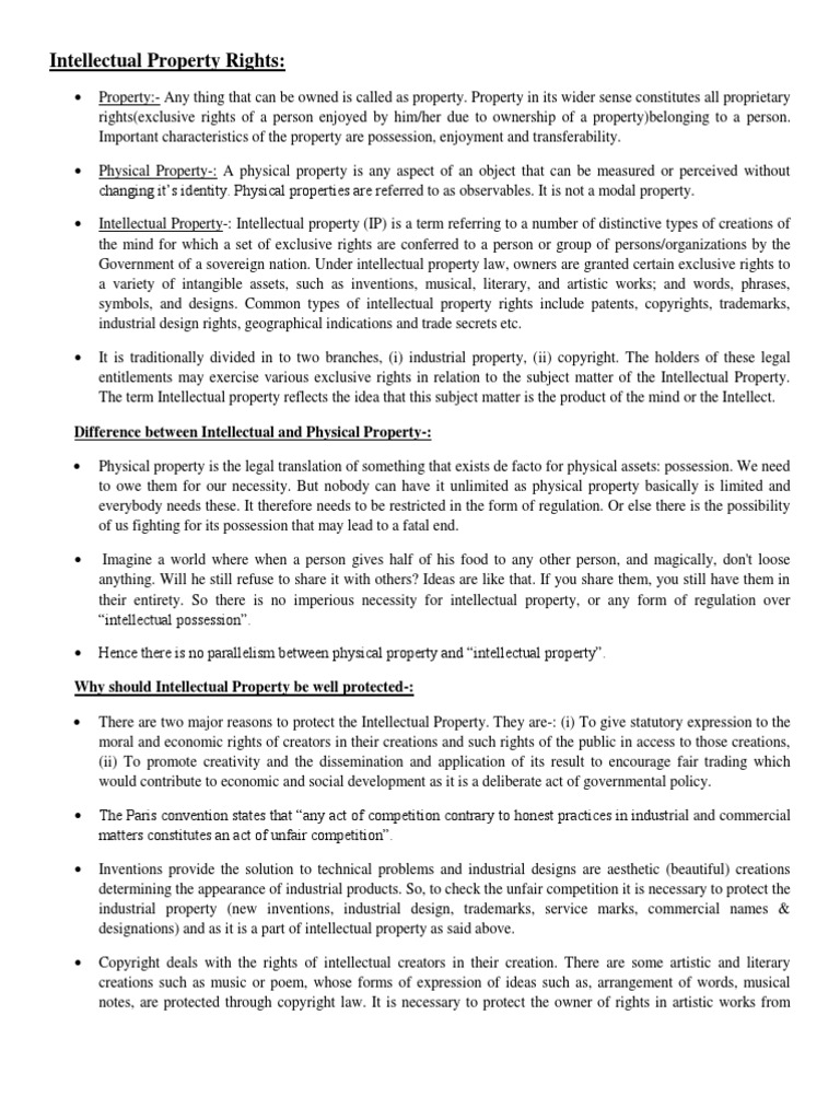 An In-Depth Look at Intellectual Property Rights, Including an ...