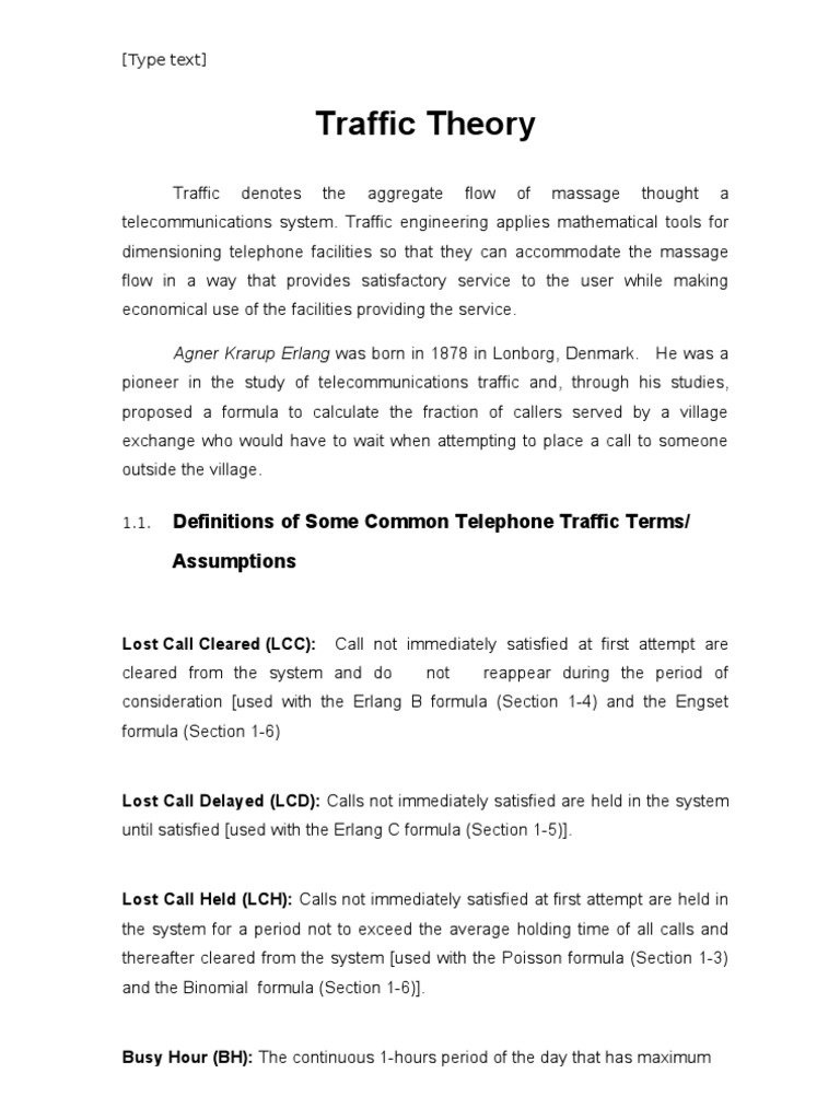 Traffic Theory | PDF | Telecommunications | Teaching Mathematics
