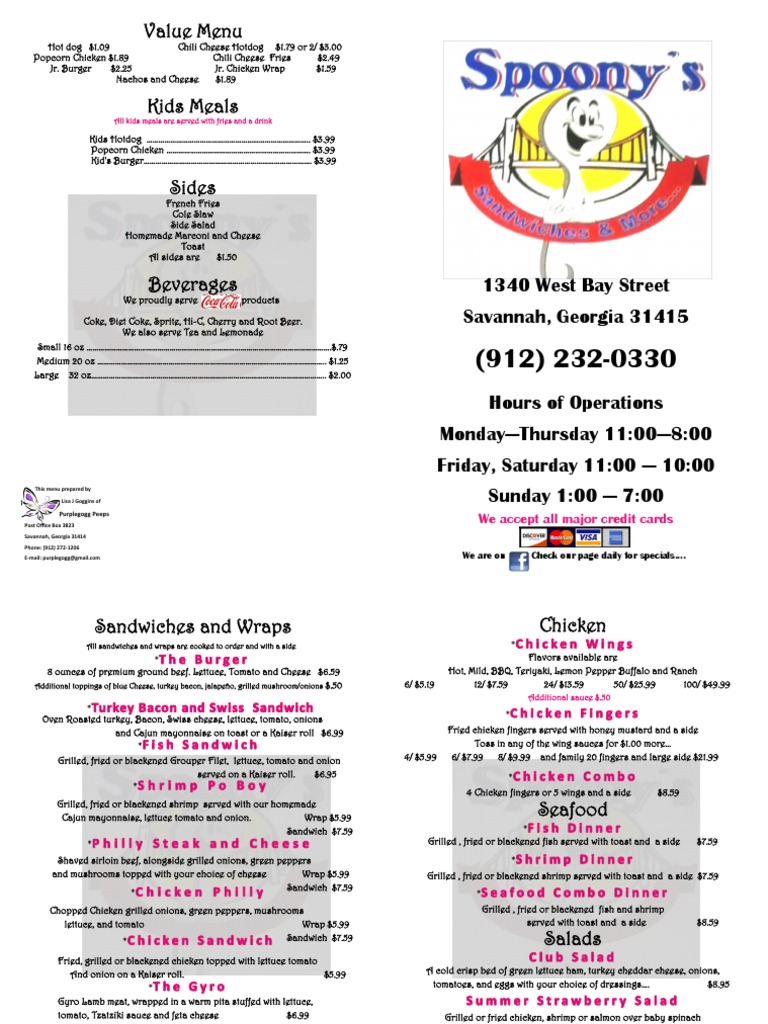 Spoonys Menu | PDF | Salad | Foods