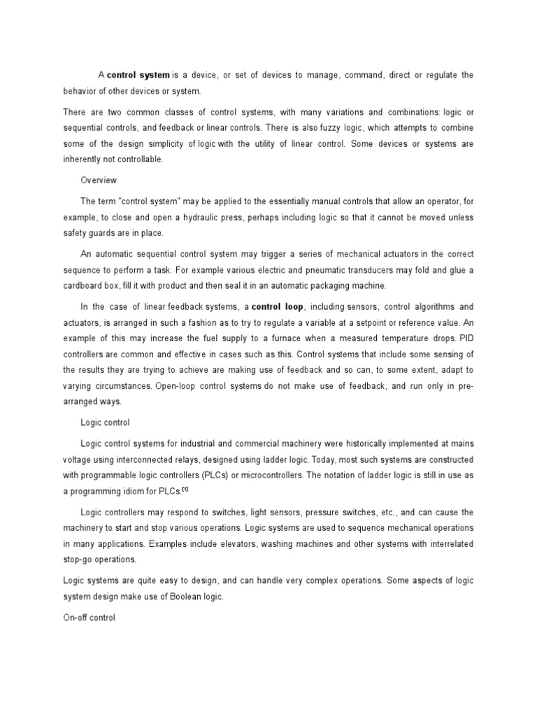 History of Control System | Download Free PDF | Control System ...