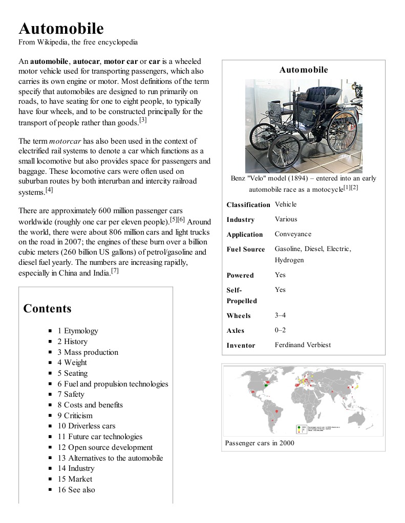 Automobile - Wikipedia, The Free Encyclopedia | PDF | Car | Automobiles