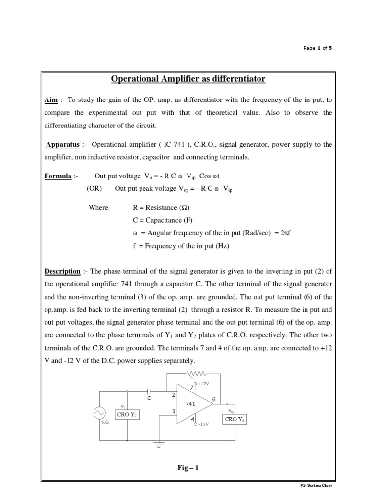 Operational Amplifier As Differentiator: o Ip Op Ip | PDF | Capacitor ...