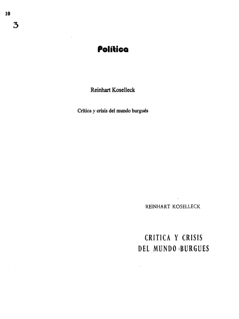 Koselleck Critica y Crisis Del Mundo Burgues | PDF