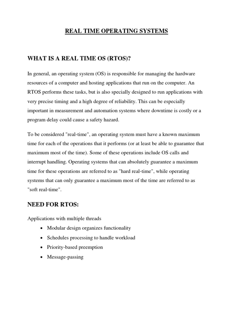 Real Time Operating Systems | PDF | Real Time Computing | Operating System Real Time Operating Systems | PDF | Real Time Computing | Operating System