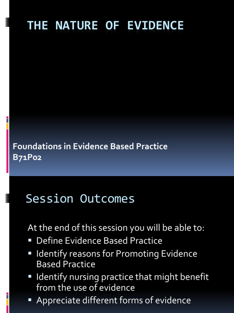 The Nature of Evidence | PDF | Evidence Based Medicine | Evidence Based ...