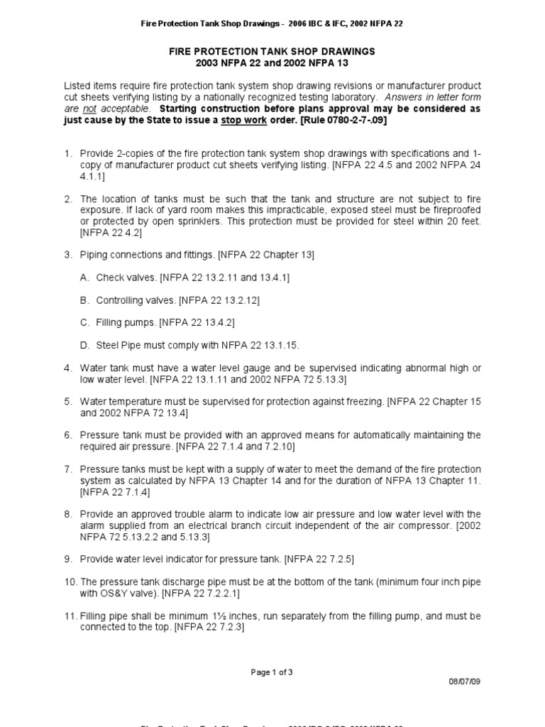 Fire Protection Tank Shop Drawings Nfpa 22 | PDF | Building Engineering ...