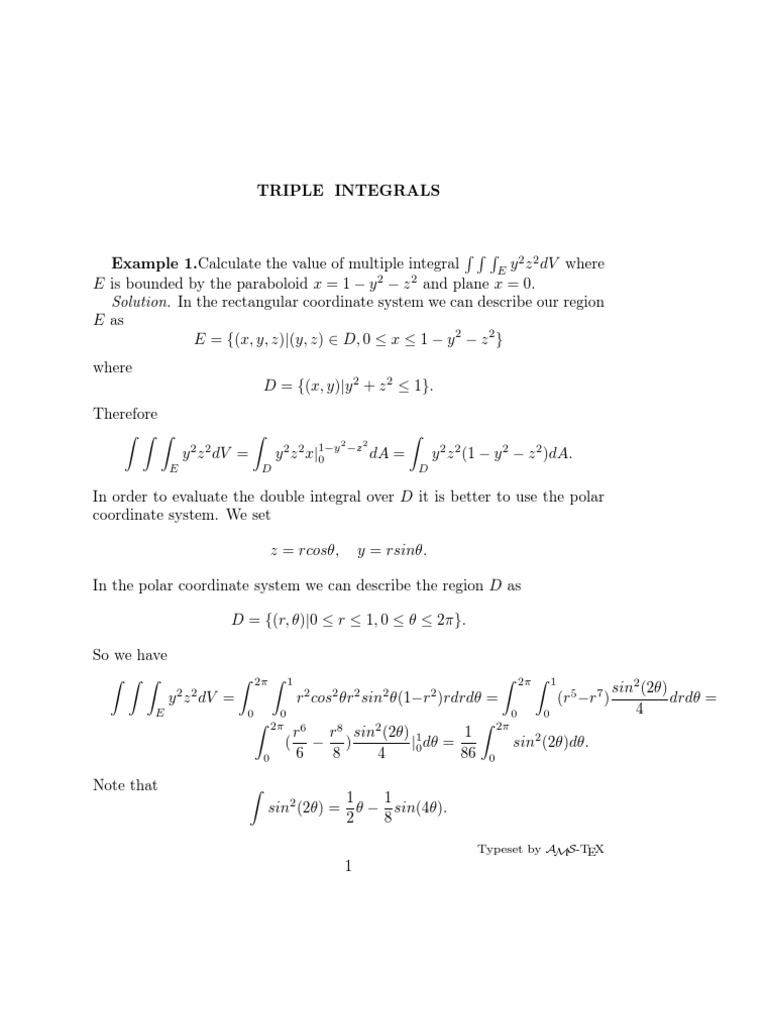 Triple Integrals: Examples and Solutions | PDF | Teaching Methods ...