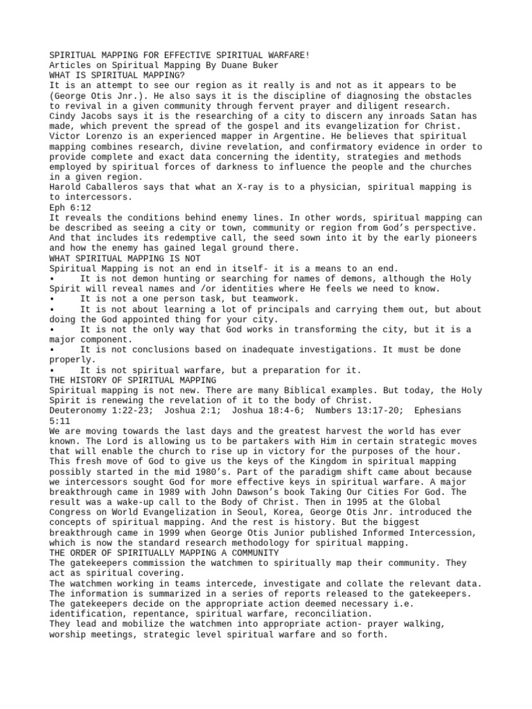 Spiritual Mapping For Effective Spiritual Warfare by Diane Buker | PDF ...