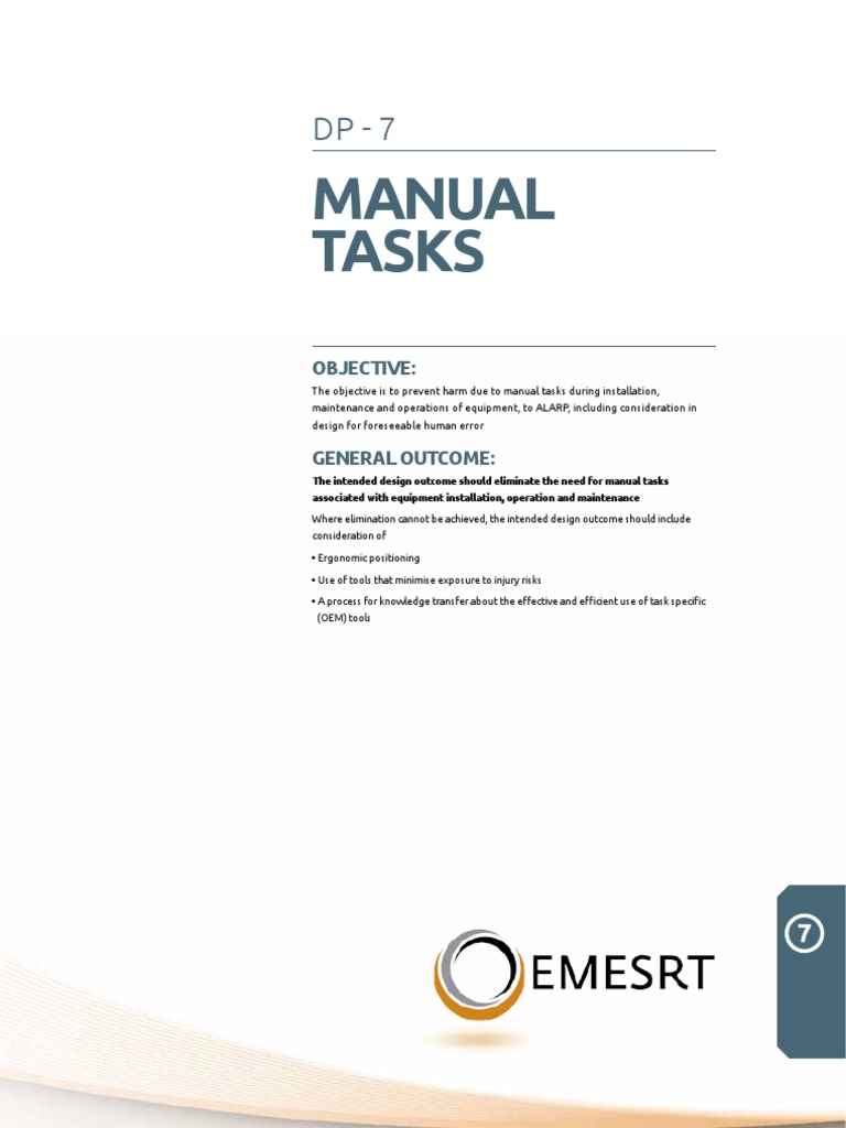 Manual Tasks: Objective | PDF | Drilling | Safety