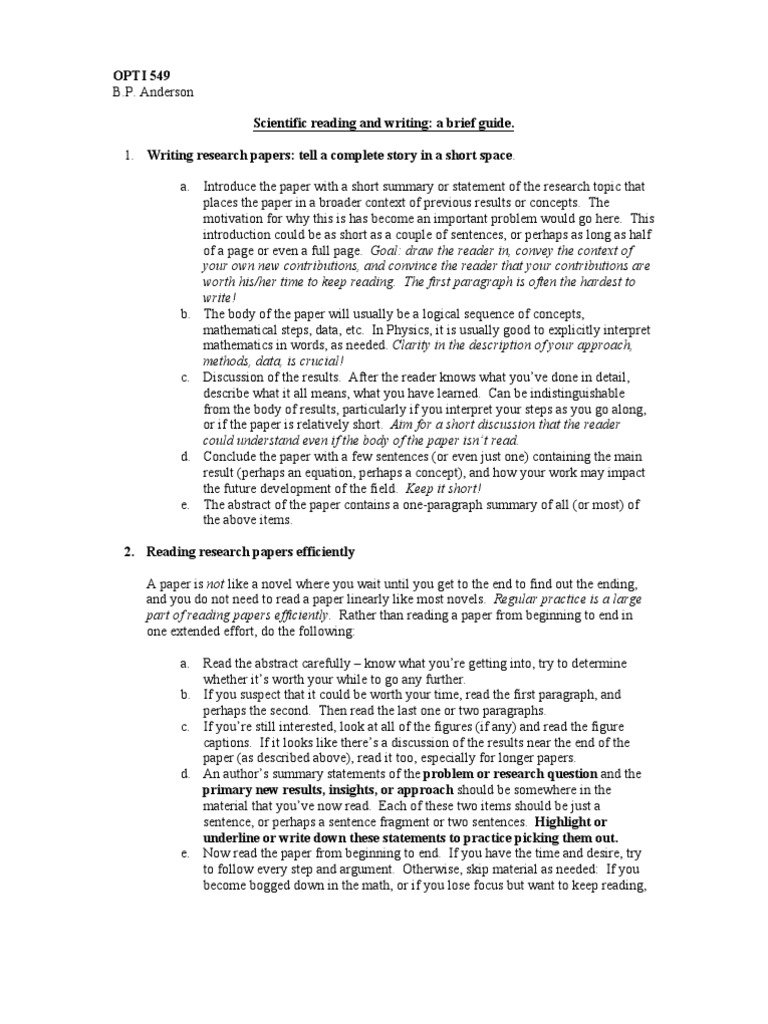 Guide to Scientific Writing & Reading | PDF | Abstract (Summary ...