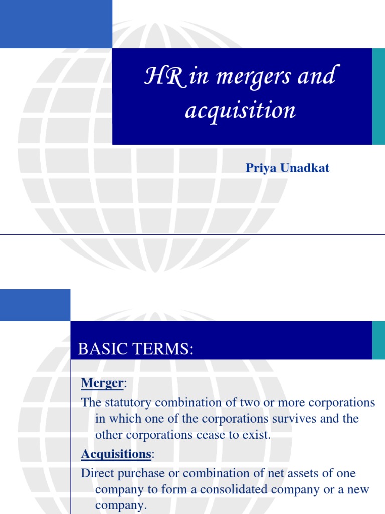 HR in Mergers and Acquisition: Priya Unadkat | PDF | Mergers And ...