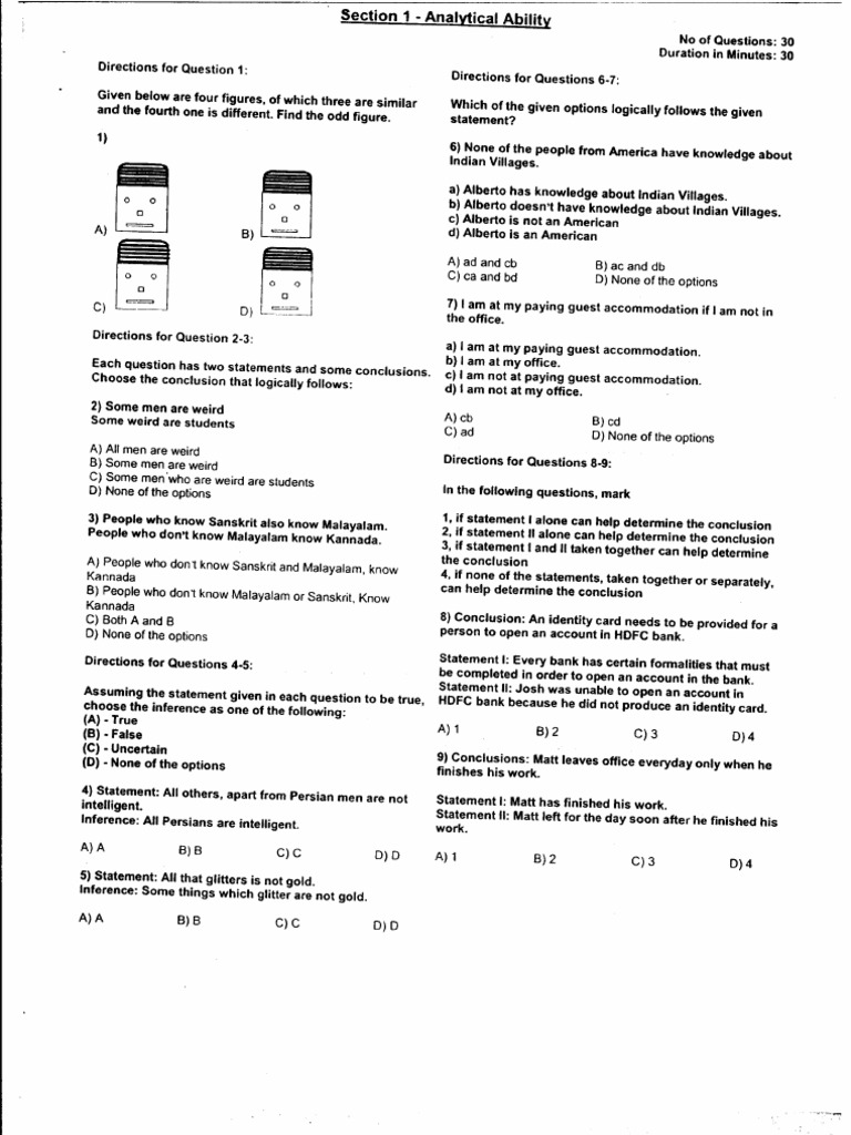 Cognizant Sample QuestionPaper | PDF | Expense | Logic