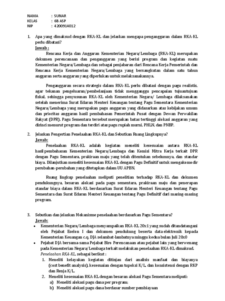 Definisi RKAKL | PDF