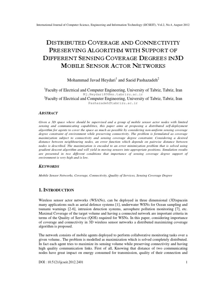 Distributed Coverage And Connectivity Preserving Algorithm With Support Of Different Sensing