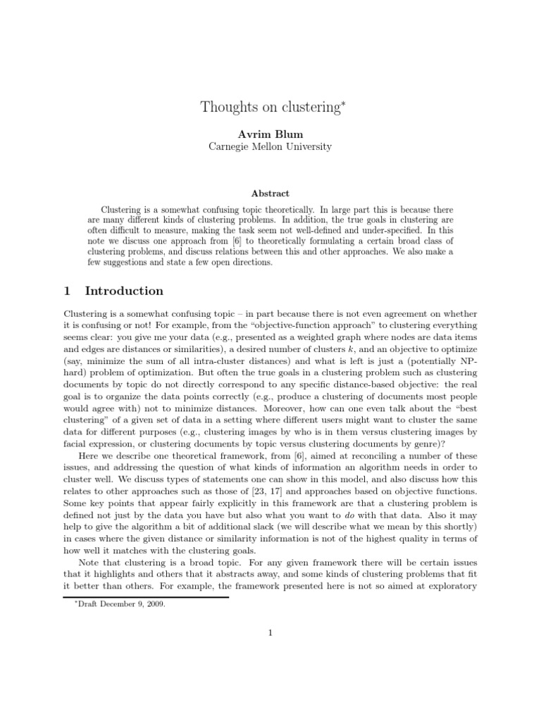 Thoughts | PDF | Cluster Analysis | Mathematical Optimization