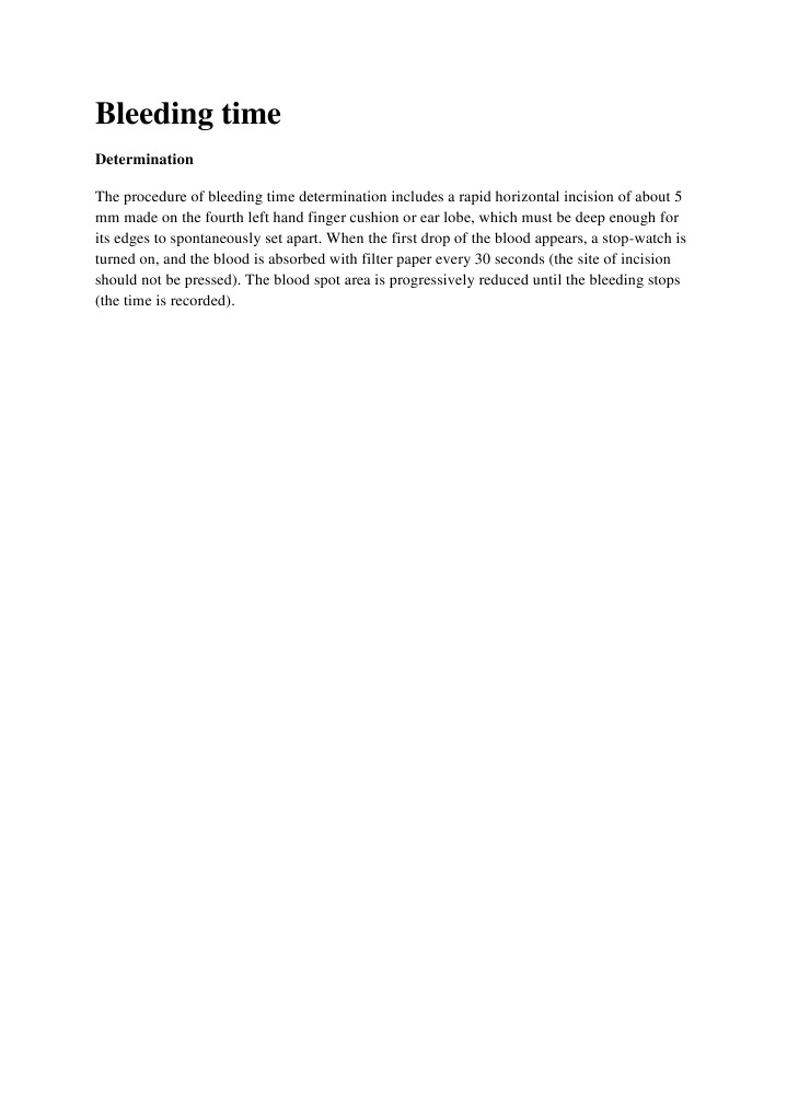 Bleeding Time Test Procedure | PDF