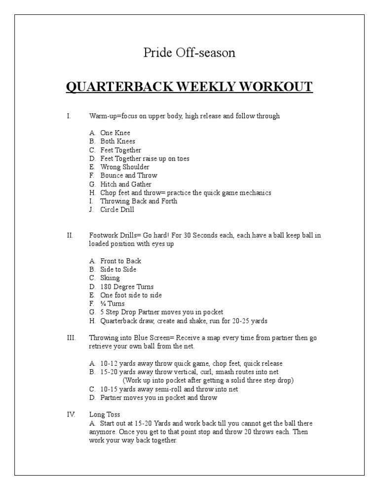 Off-Season QB Workout Plan | PDF