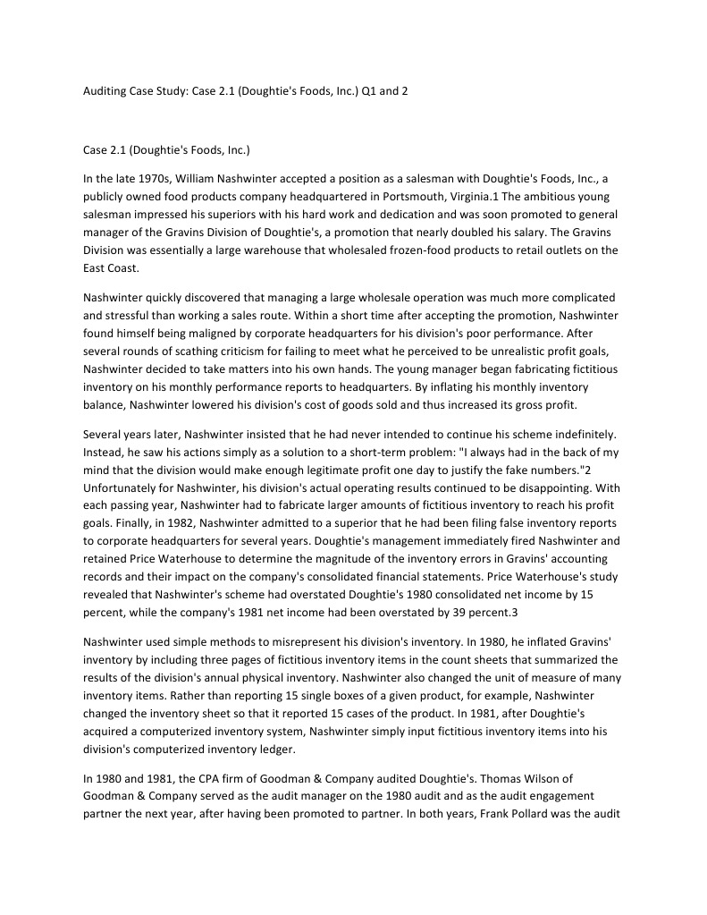 Auditing Case Study 2.1 | PDF