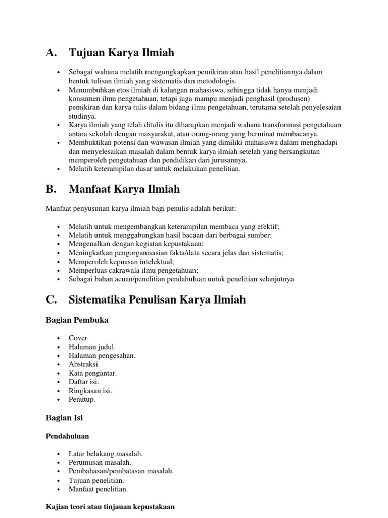 Tujuan Karya Ilmiah | PDF