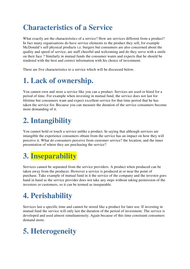 Key Characteristics of Services Explained | PDF
