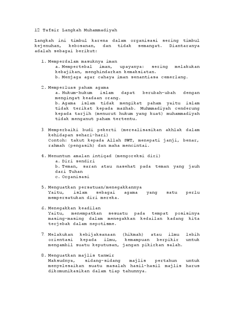 12 Tafsir Langkah Muhammadiyah | PDF | Karier & Perkembangan ...