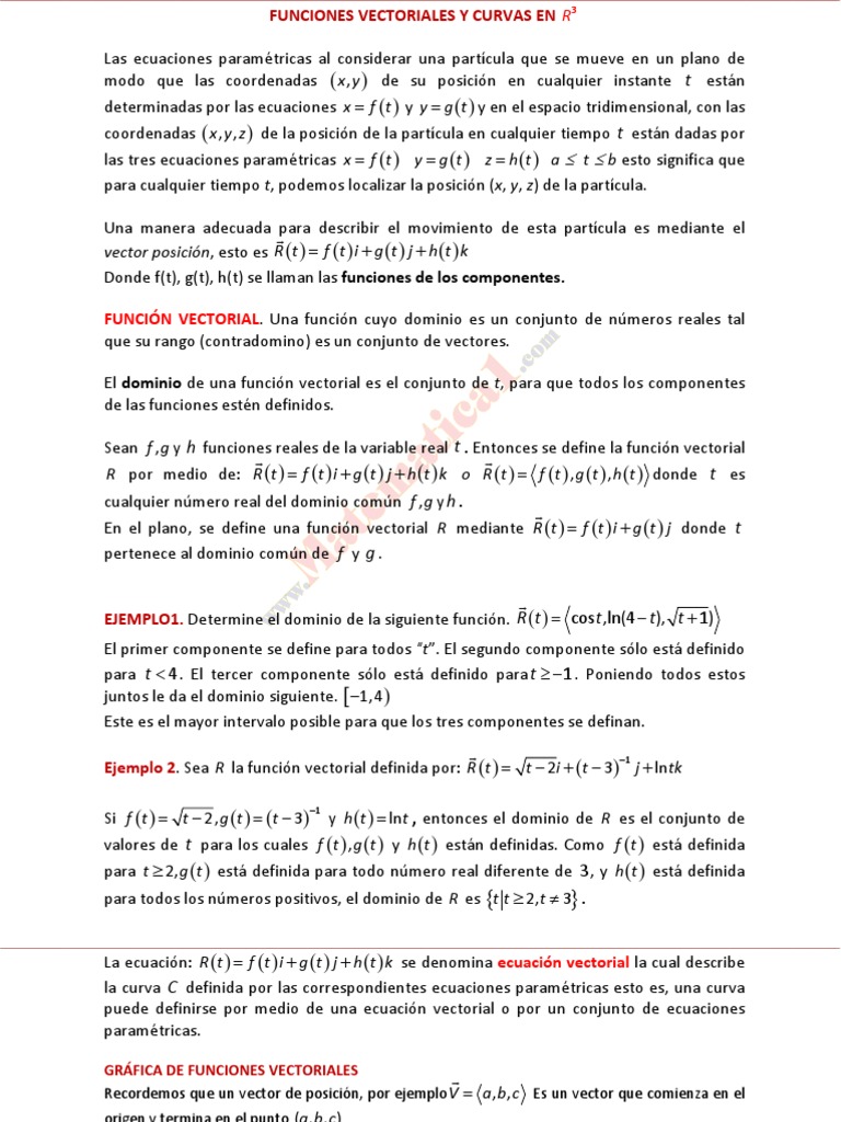 Funciones Vectoriales y Curvas | PDF | Vector Euclidiano | Curva