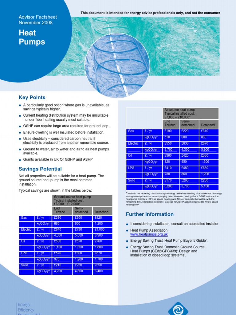 EST - Fact Sheet - Heatpumps | PDF | Heat Pump | Water Heating