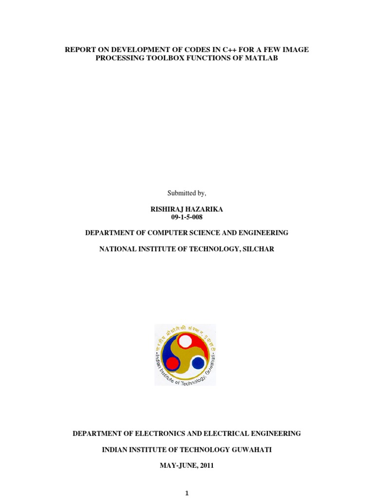 Report On Development of Codes in C++ For A Few Image Processing ...