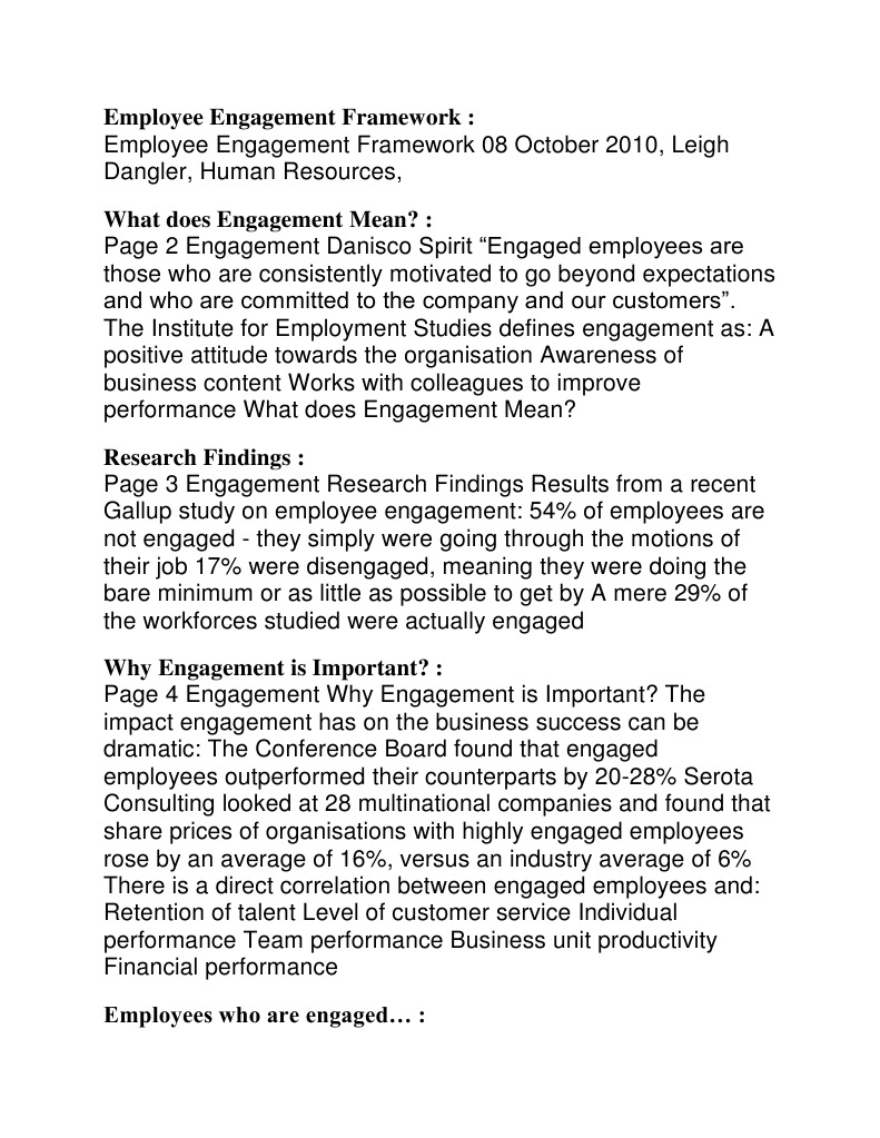Employee Engagement Framework | PDF | Employee Retention | Employment