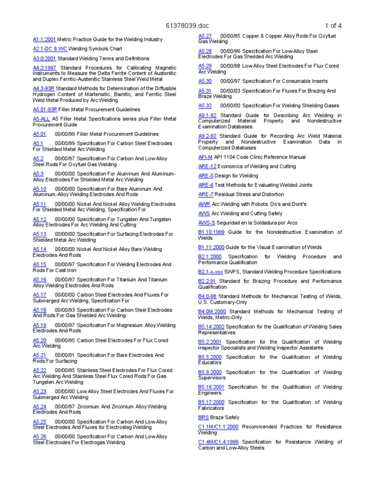 AWS Standards Complete List | PDF