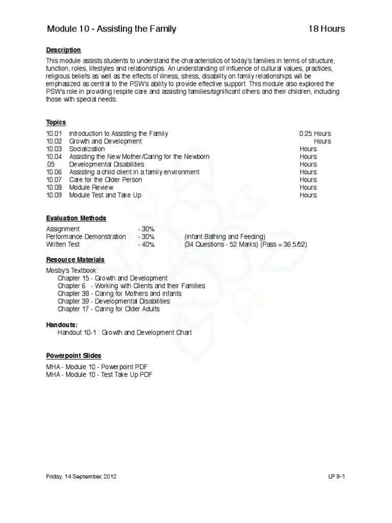 MHA - Module 10 - Lesson Plan PDF | PDF | Infants | Human Life Stages