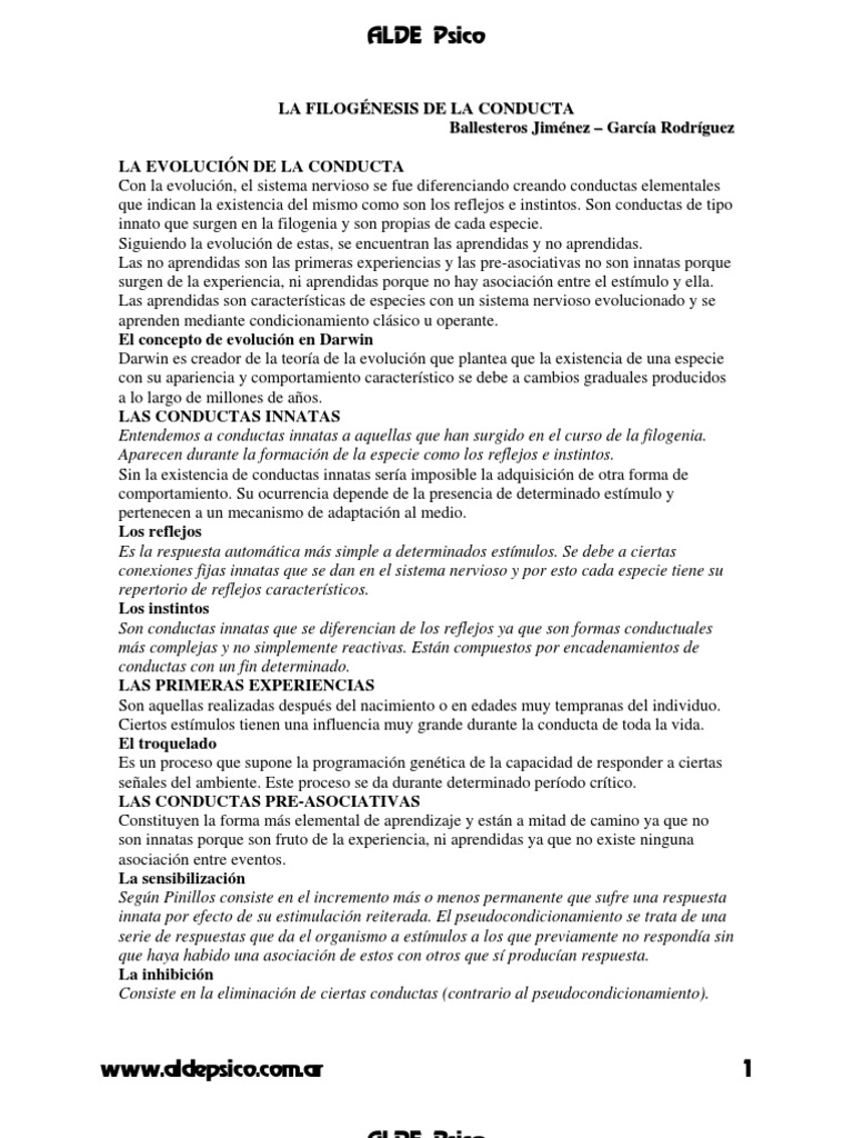 Evolución y Conducta Innata | PDF | Comportamiento | Evolución