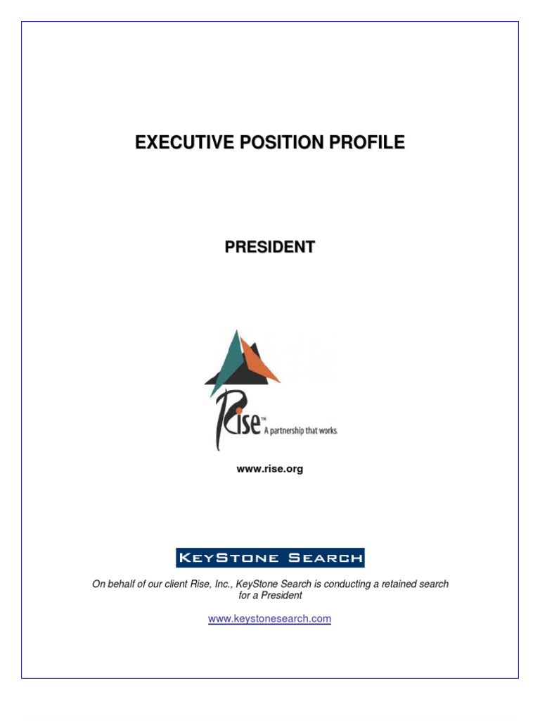 Executive Position Profile - President of Rise | PDF | Fundraising ...