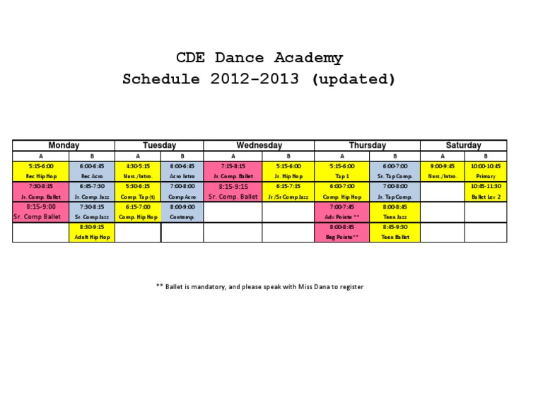 Dance Schedule Updated | PDF