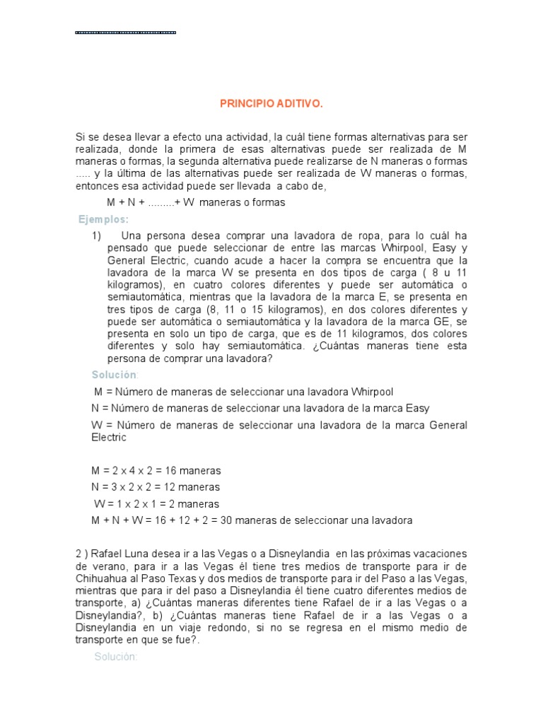 Principio Aditivo | PDF | Permutación | Objetos matemáticos