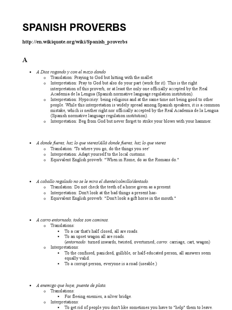 Spanish Proverbs | PDF