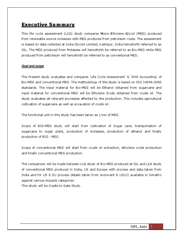 Summary of Bio-MEG Report | PDF | Life Cycle Assessment | Nature