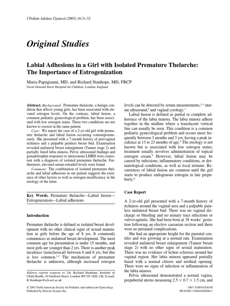 Labial Adhesions | PDF | Estrogen | Women's Health