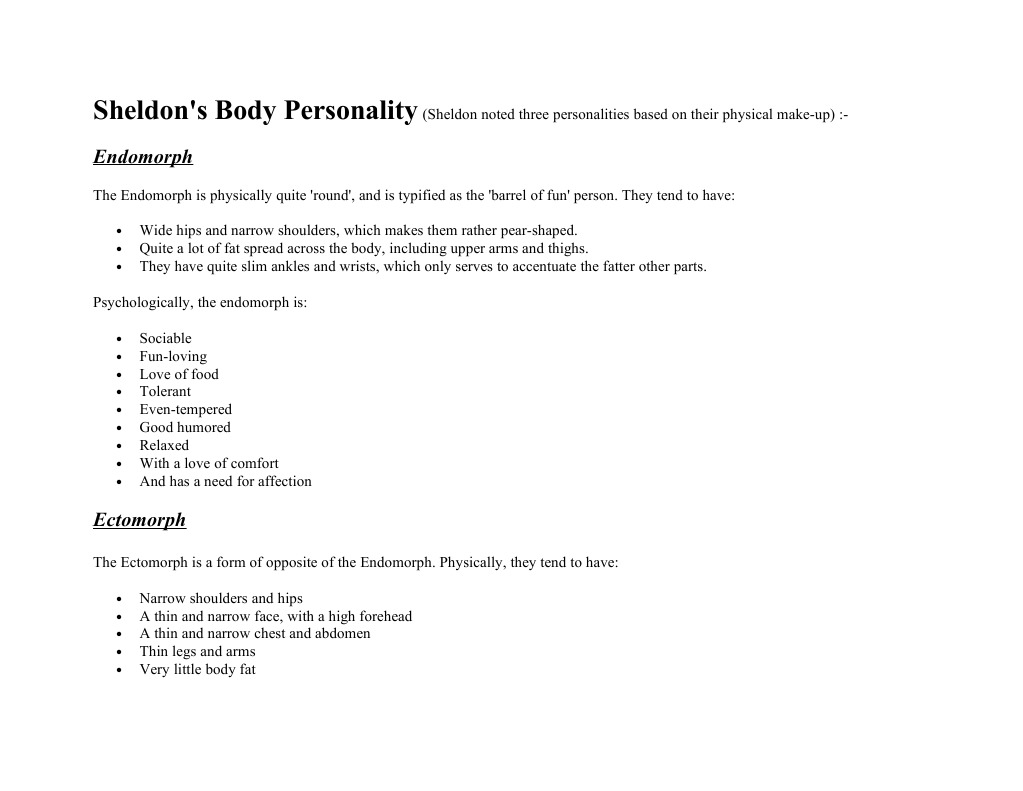 Sheldon's Body Personality Types | PDF | Social Psychology | Science