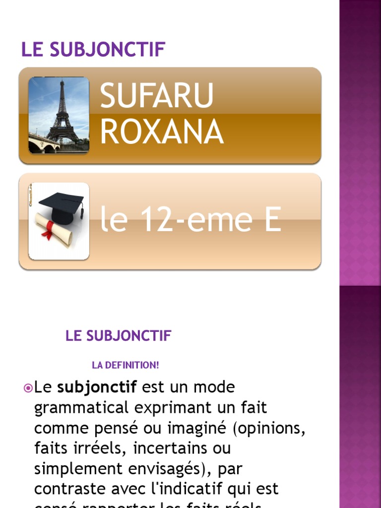 Le Subjonctif | PDF | Linguistique | Grammaire