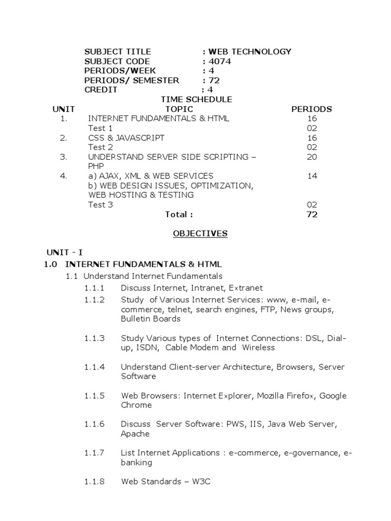 WT Syllabus | PDF | Php | Html Element